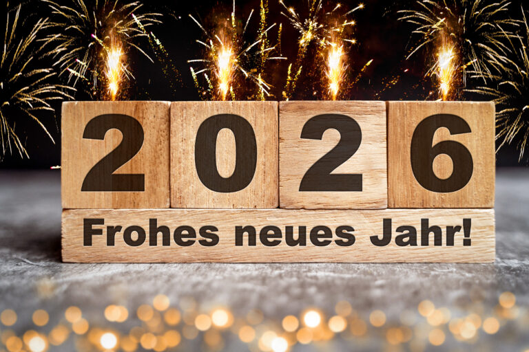 Frohes neues Jahr 2026 – Neujahrsgruß mit Würfeln • Neujahr 2026 Bilder
